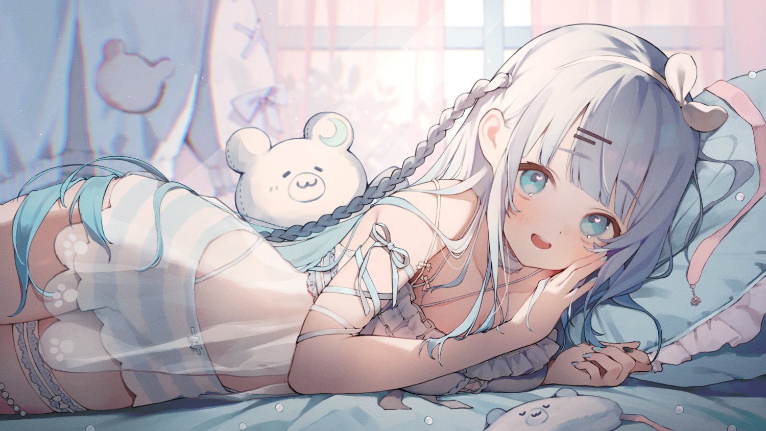 una nagi indie virtual youtuber usui yura detexted garter lingerie pantsu see through wallpaper ...